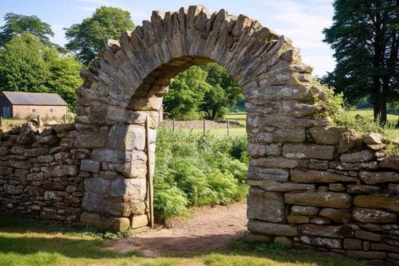 Dry Stone Wall with a Built-in Archway or Opening Stock Image - Image ...
