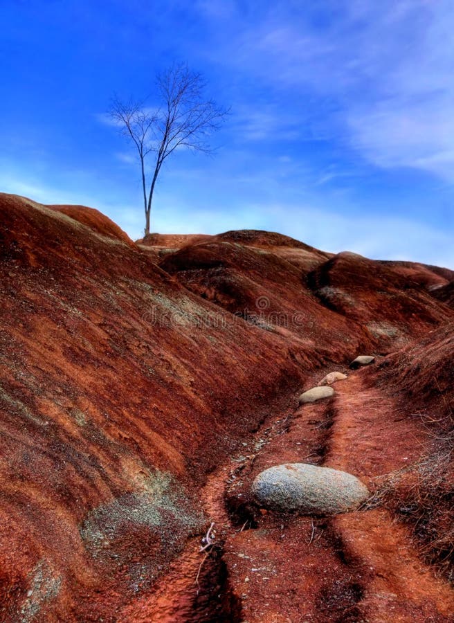 Dry Stream in the Badlands stock photo. Image of clouds - 154609492