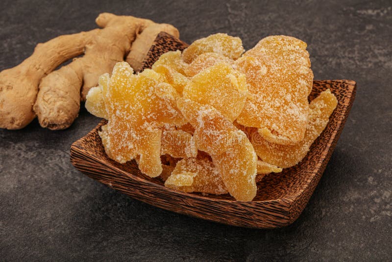 Dry Sweet Ginger in the Bowl Stock Photo - Image of condiment, spice ...