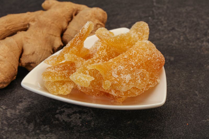Dry Sweet Ginger in the Bowl Stock Image - Image of vegetable, sugar ...