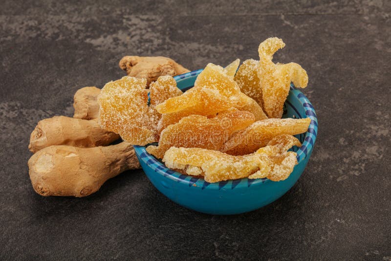 Dry Sweet Ginger in the Bowl Stock Image - Image of east, ginger: 188908041