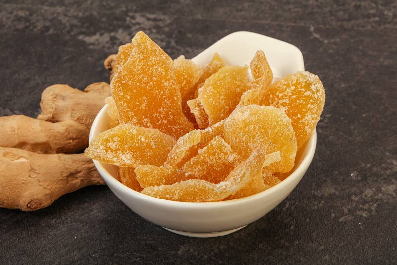 Dry Sweet Ginger in the Bowl Stock Image - Image of root, herb: 191091165
