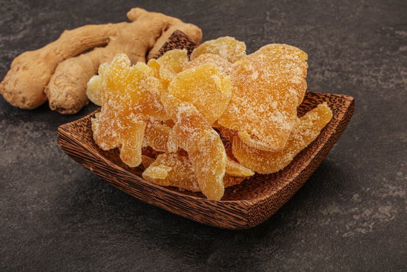 Dry Sweet Ginger in the Bowl Stock Image - Image of sugar, food: 193517933