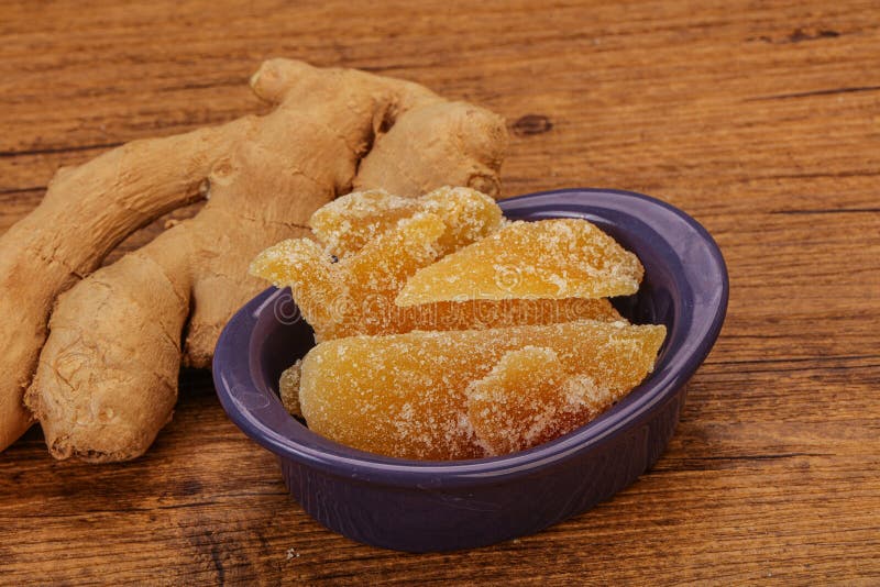 Dry Sweet Ginger in the Bowl Stock Image - Image of ginger, crystal ...