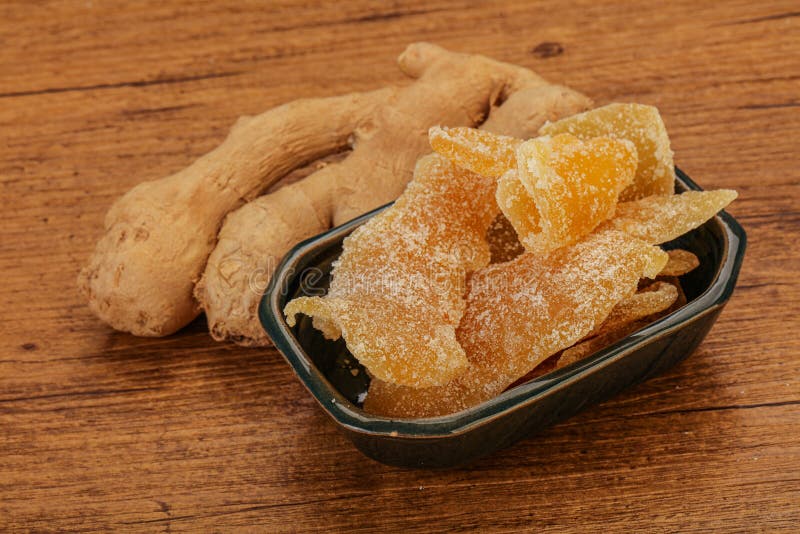 Dry Sweet Ginger in the Bowl Stock Image - Image of spice, sugar: 202977761