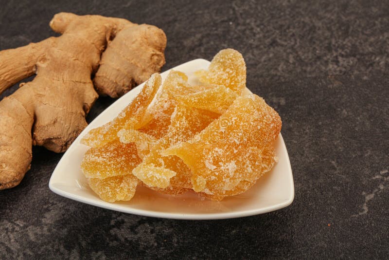 Dry Sweet Ginger in the Bowl Stock Image - Image of shape, pungent ...