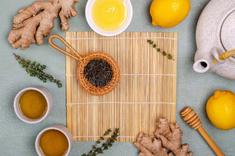 Dry tea with fresh spices stock image. Image of lemon - 204382385