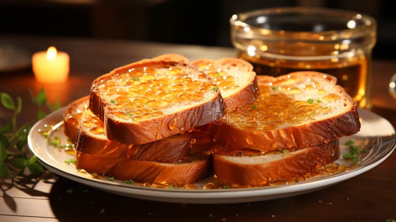 Dry Toast Slices in a Plate on Table Stock Photo - Image of plate ...