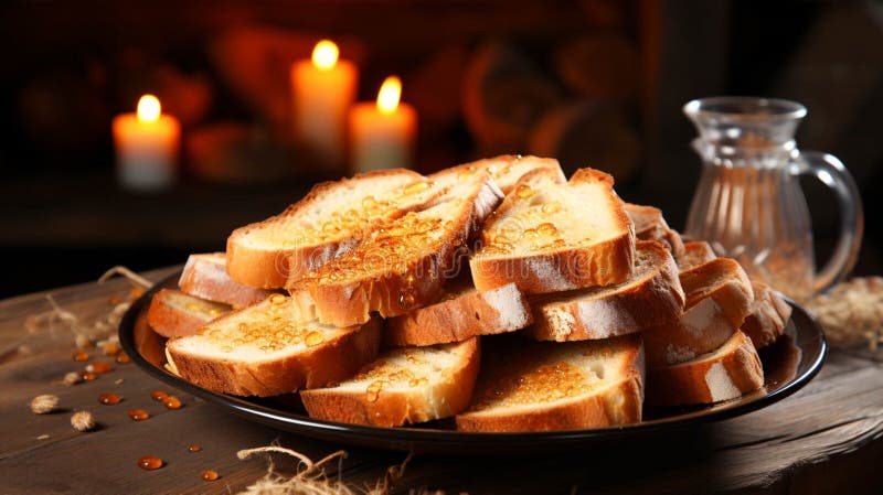 Dry Toast Slices in a Plate on Table Stock Photo - Image of healthy ...