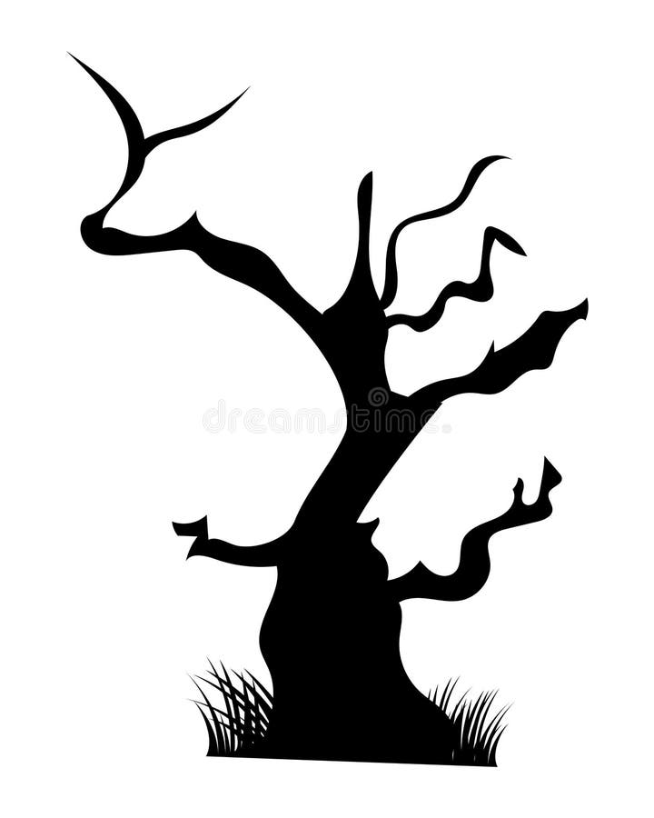 Dry tree black silhouette stock vector. Illustration of plant - 256996436