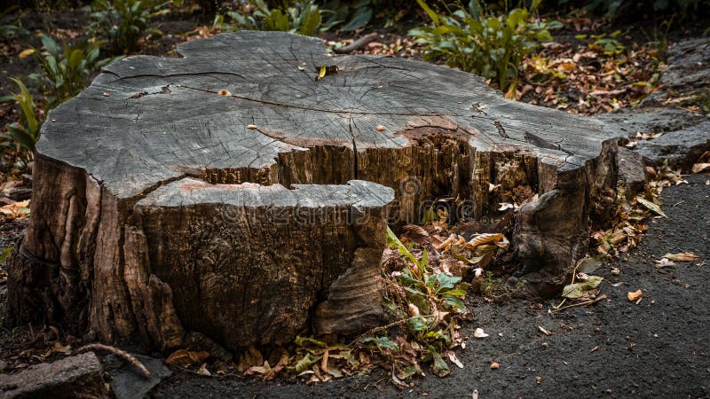 Dry Tree Stump in the Forest, Close-up Cut Tree, Forest Background ...