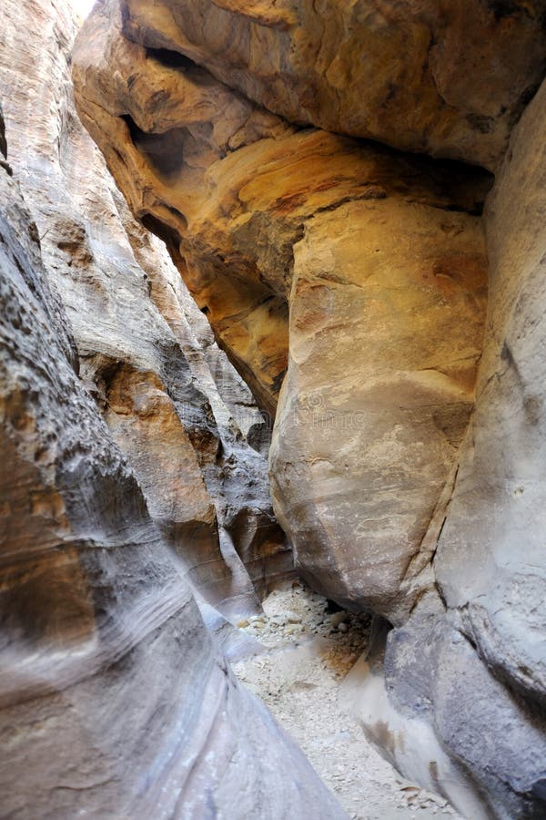 Dry wadi in Jordan desert. stock photo. Image of formation - 64834902