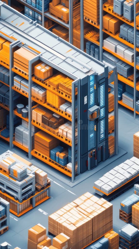 Dry Warehouse Inventory System Stock Illustration - Illustration of ...