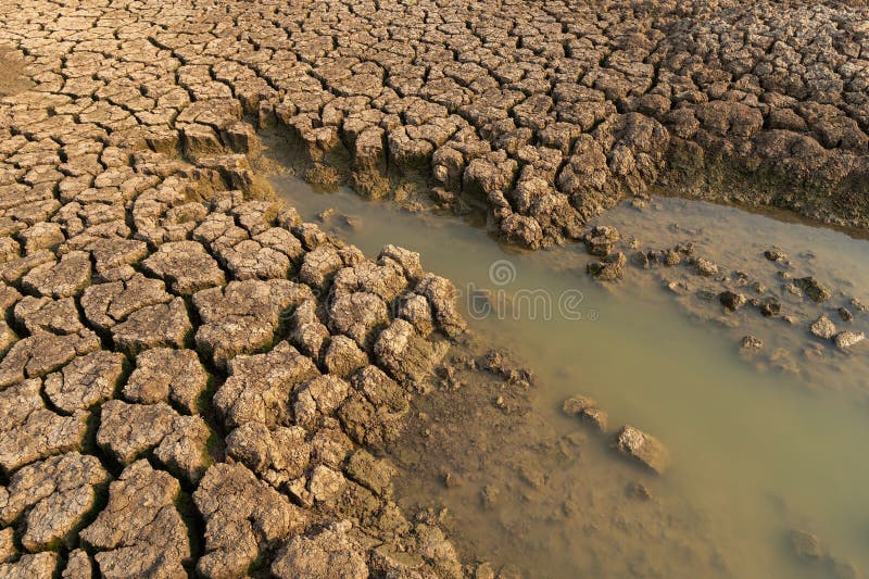 Dry Water Crisis the Land Cracked Near Dry Water Stock Photo - Image of ...