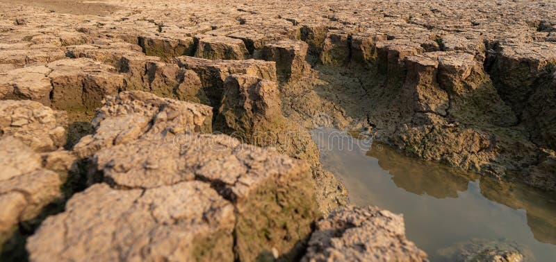 Dry Water Crisis the Land Cracked Near Dry Water Stock Image - Image of ...