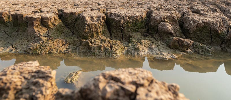 Dry Water Crisis the Land Cracked Near Dry Water Stock Photo - Image of ...