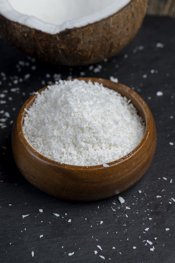 Dry White Coconut Chips for Adding To Desserts Stock Photo - Image of ...