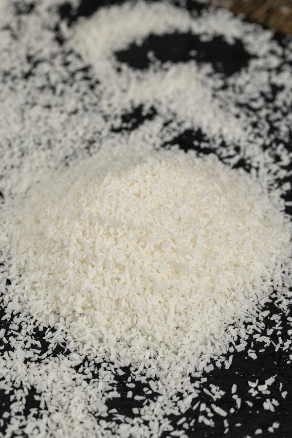 Dry White Coconut Chips for Adding To Desserts Stock Photo - Image of ...