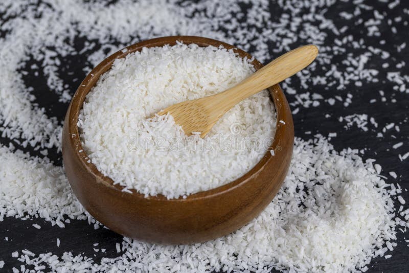 Dry White Coconut Chips for Adding To Desserts Stock Image - Image of ...