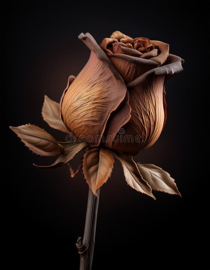 A Dry, Withered Rose on a Black Background Stock Illustration ...