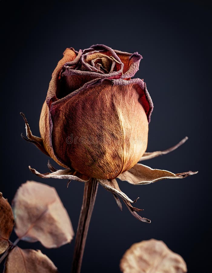 A Dry, Withered Rose on a Black Background Stock Illustration ...