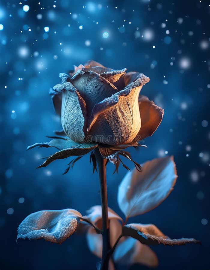 A Dry, Withered Rose on a Blue Background Stock Illustration ...