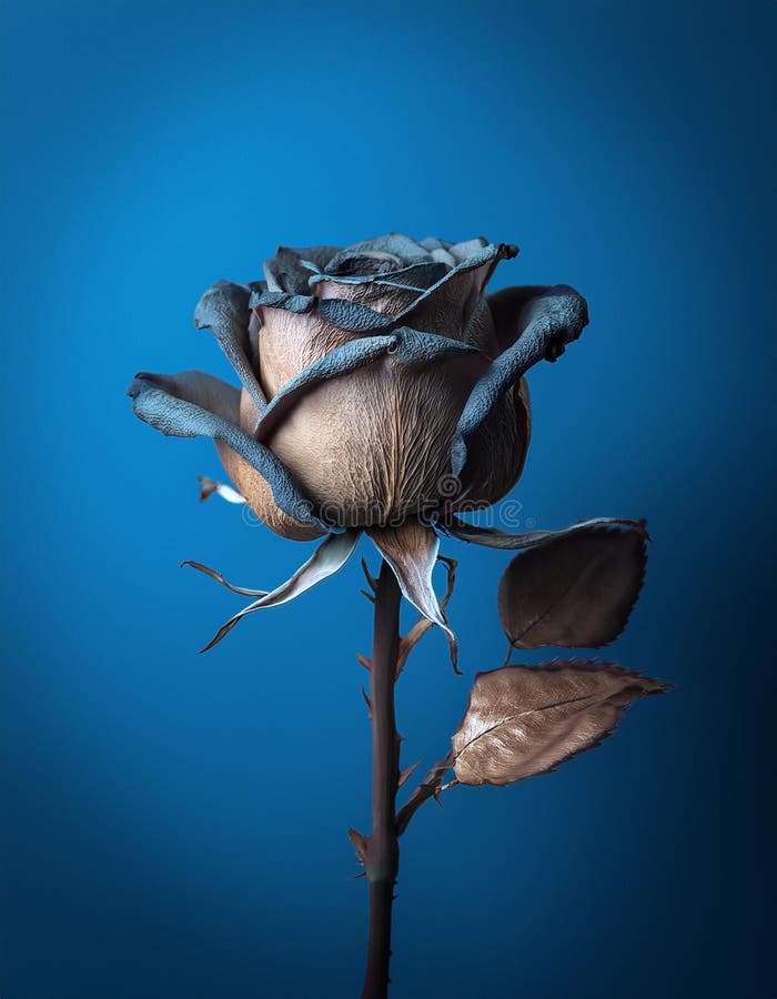 A Dry, Withered Rose on a Blue Background Stock Illustration ...