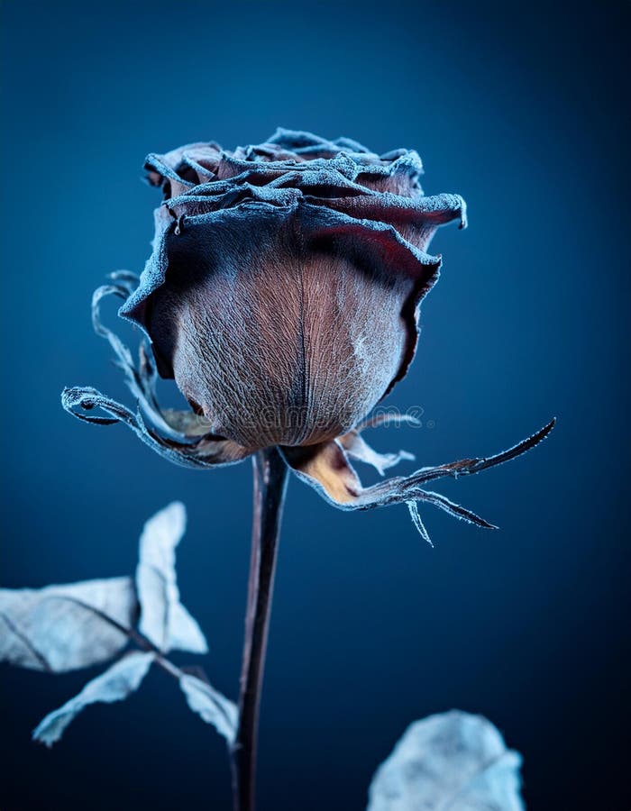A Dry, Withered Rose on a Blue Background Stock Illustration ...