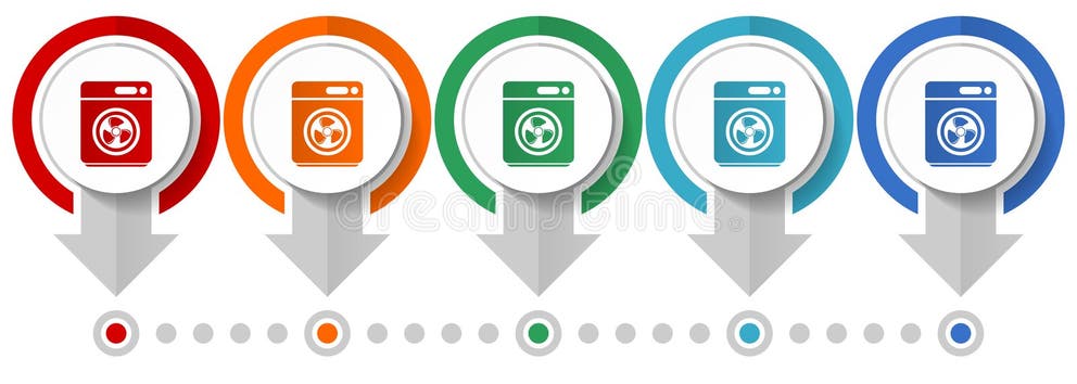 Dryer Machine, Laundry Vector Icon Set, Flat Design Infographic ...