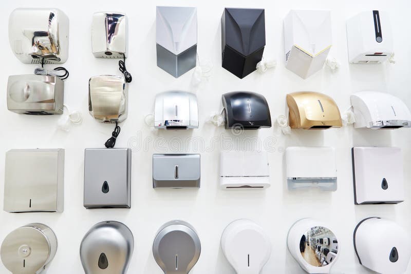 Dryers for hands in store stock photo. Image of sanitary - 215538140