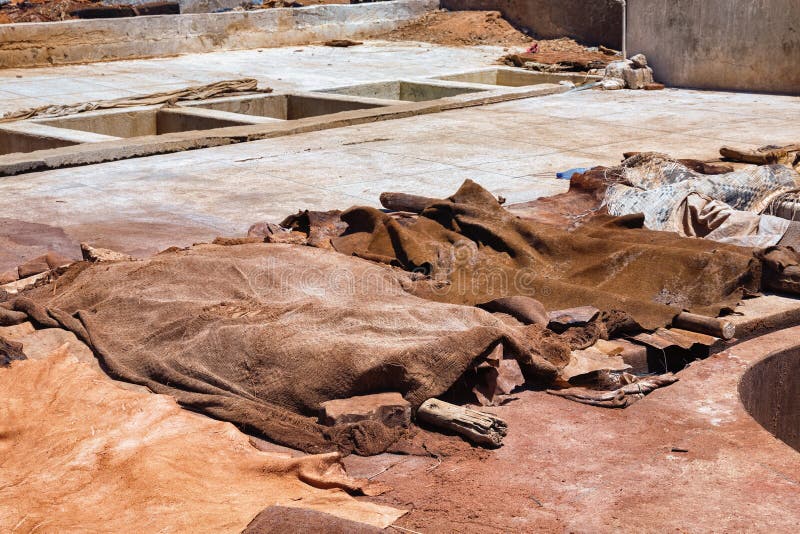 Drying of the Animal Skins in the Tannery in Marrakech on a Sunny Day ...