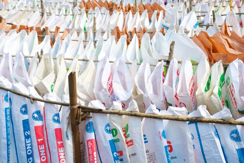 Drying the bags. editorial image. Image of waste, environment - 63527910