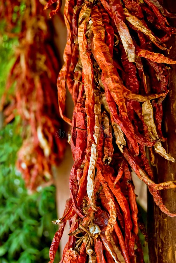 Drying Chili Peppers on the Wall Stock Photo - Image of flavor, drying ...