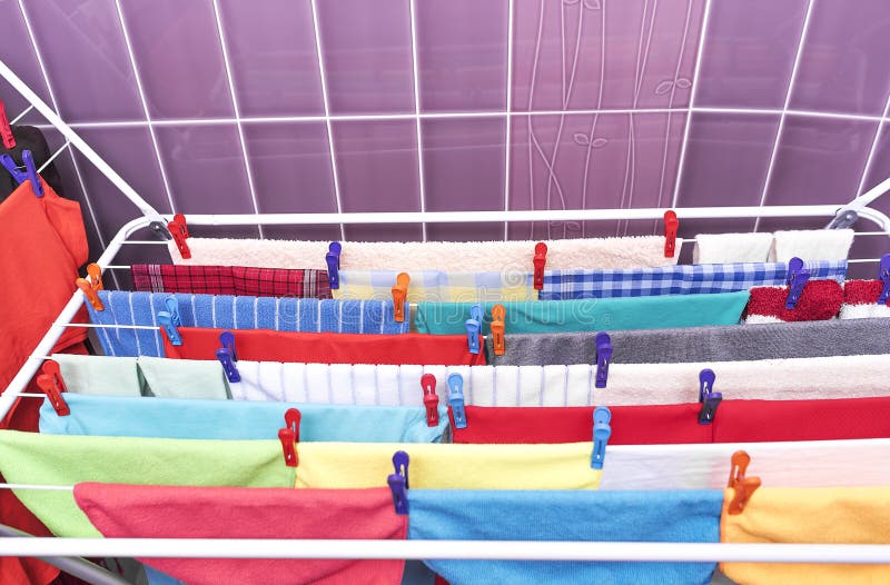 Drying clothes at home. stock image. Image of garments - 82786177