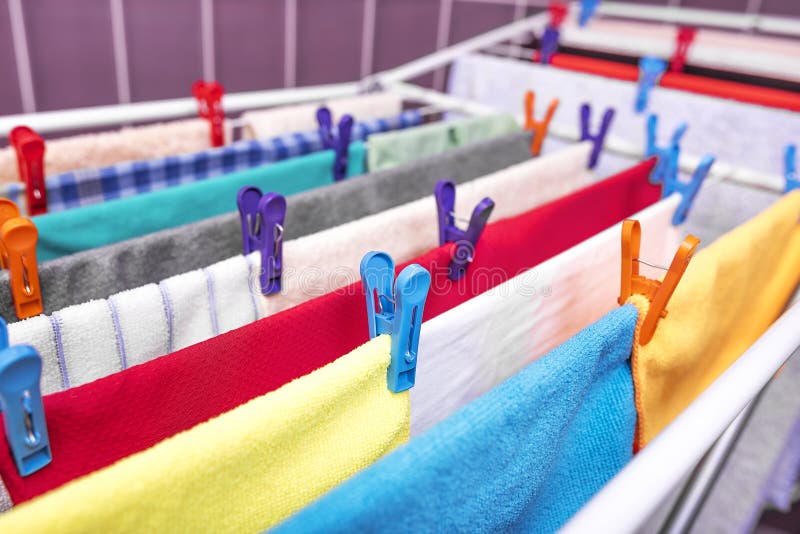 Drying clothes at home. stock image. Image of clotheshorse - 82786511