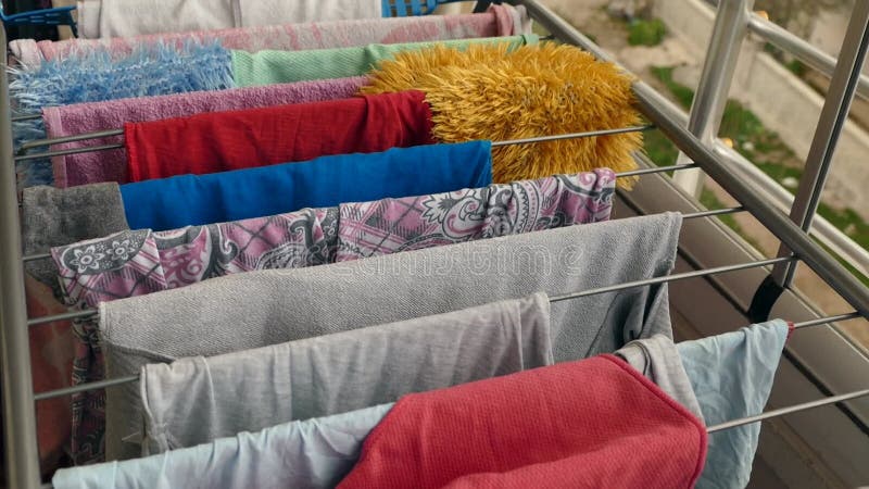 Drying Clothes Washed on the Clothes Hanger Stock Footage - Video of ...