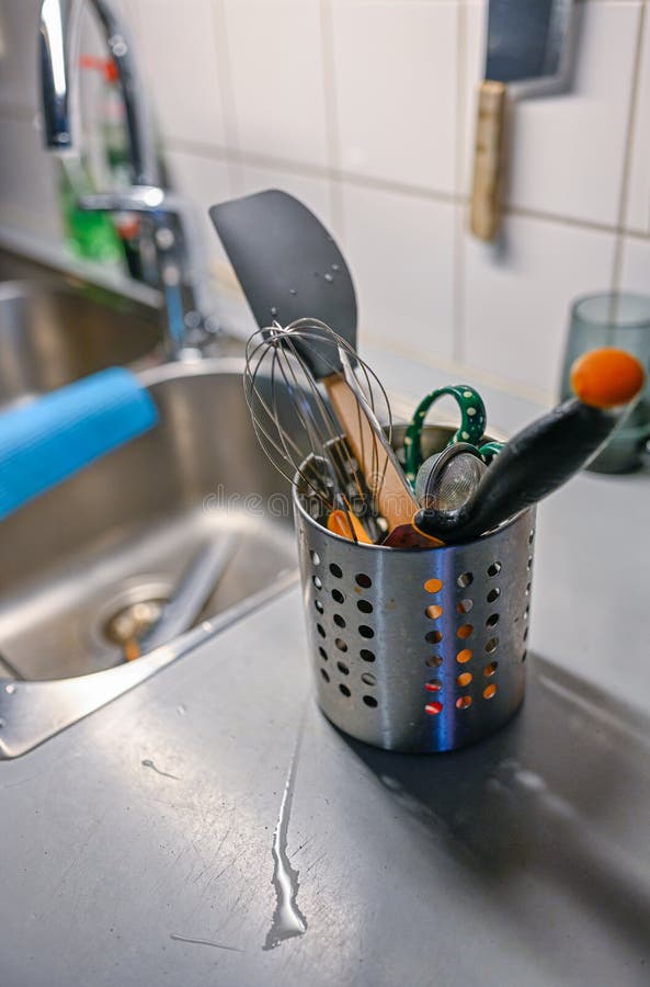 Drying Different Things in Kitchen on Bench Stock Photo - Image of dish ...