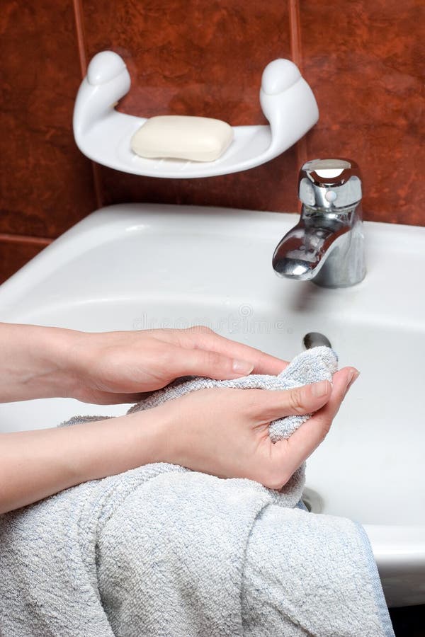 Drying hands stock photo. Image of hygiene, motel, house - 15114338