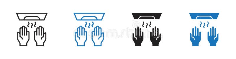 Drying Hands Icon Linear Graphics Set Vector in Black Stock ...