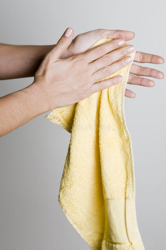 Drying hands with a towel stock image. Image of hands - 11327775