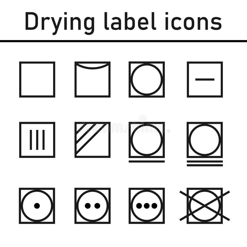 Drying Label Outline Icons Vector Isolated on White Background Stock ...