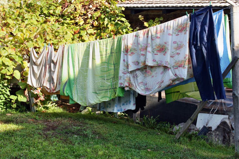 Drying laundry outside stock image. Image of ecological - 45909563