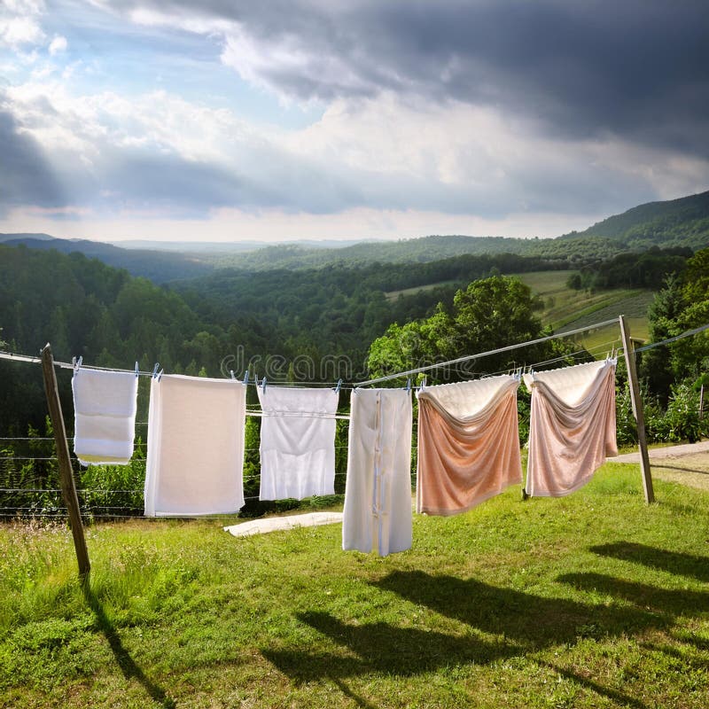 Drying Line and Glyph Icon, Laundry and Dry, Clothes Sign, Vector ...