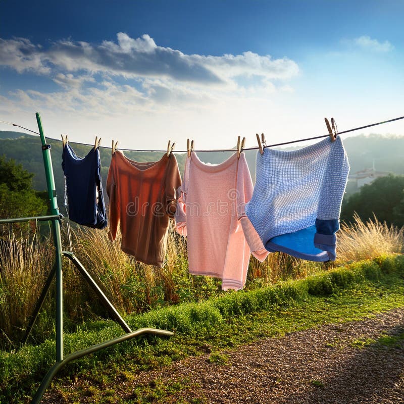 Drying line, AI generated stock illustration. Illustration of drying ...