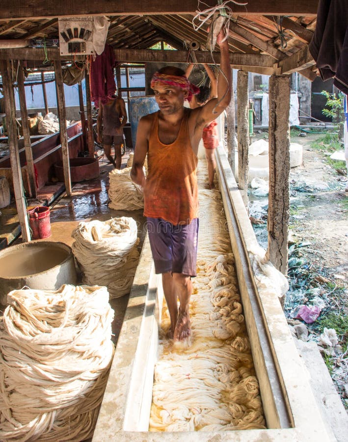 Drying Out Silk in India editorial photography. Image of poverty ...