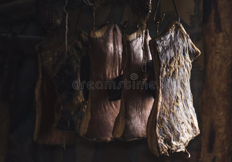 Drying Pork Meat, Domestic Style Stock Image - Image of belly ...