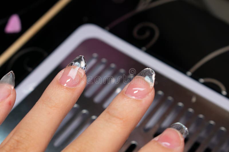 Acrylic Gel on Nails Style. UV Rays. Stock Image - Image of acrylic ...