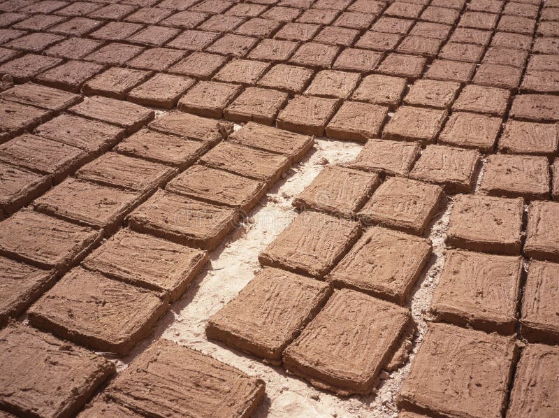 Drying Straw Reinforced Mud Bricks Stock Image - Image of pattern ...