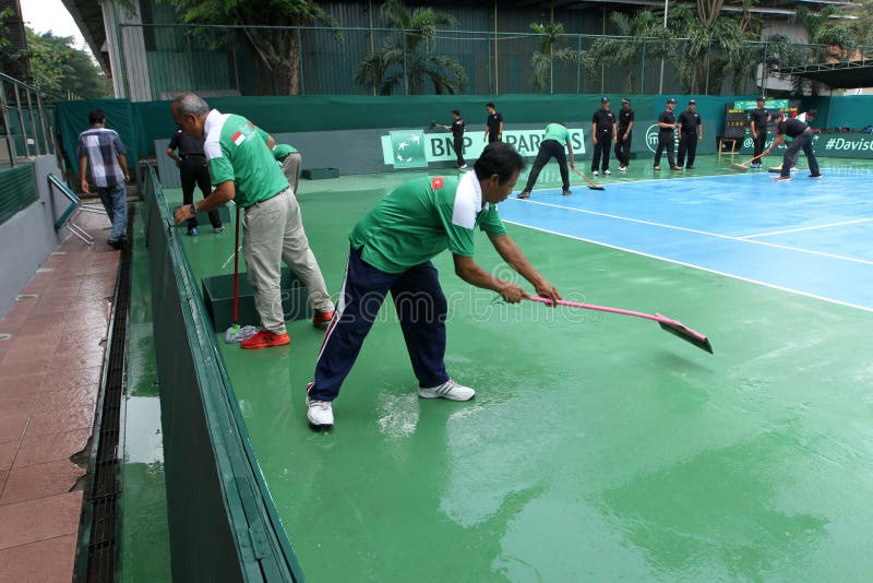 Drying tennis courts editorial stock image. Image of indonesia - 67836699