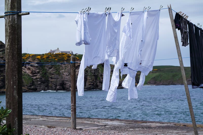 Drying the Washing Outdoor on a Line Stock Image - Image of drying ...